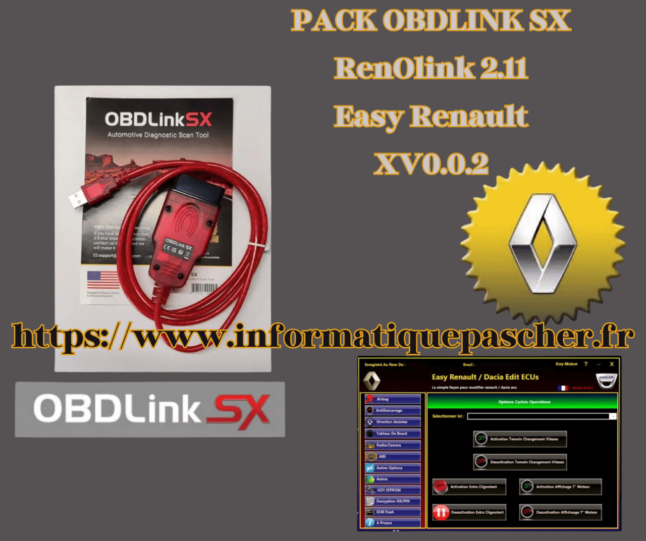 Pack RenOlink avec Easy Renault - avec interface - Informatiquepascher